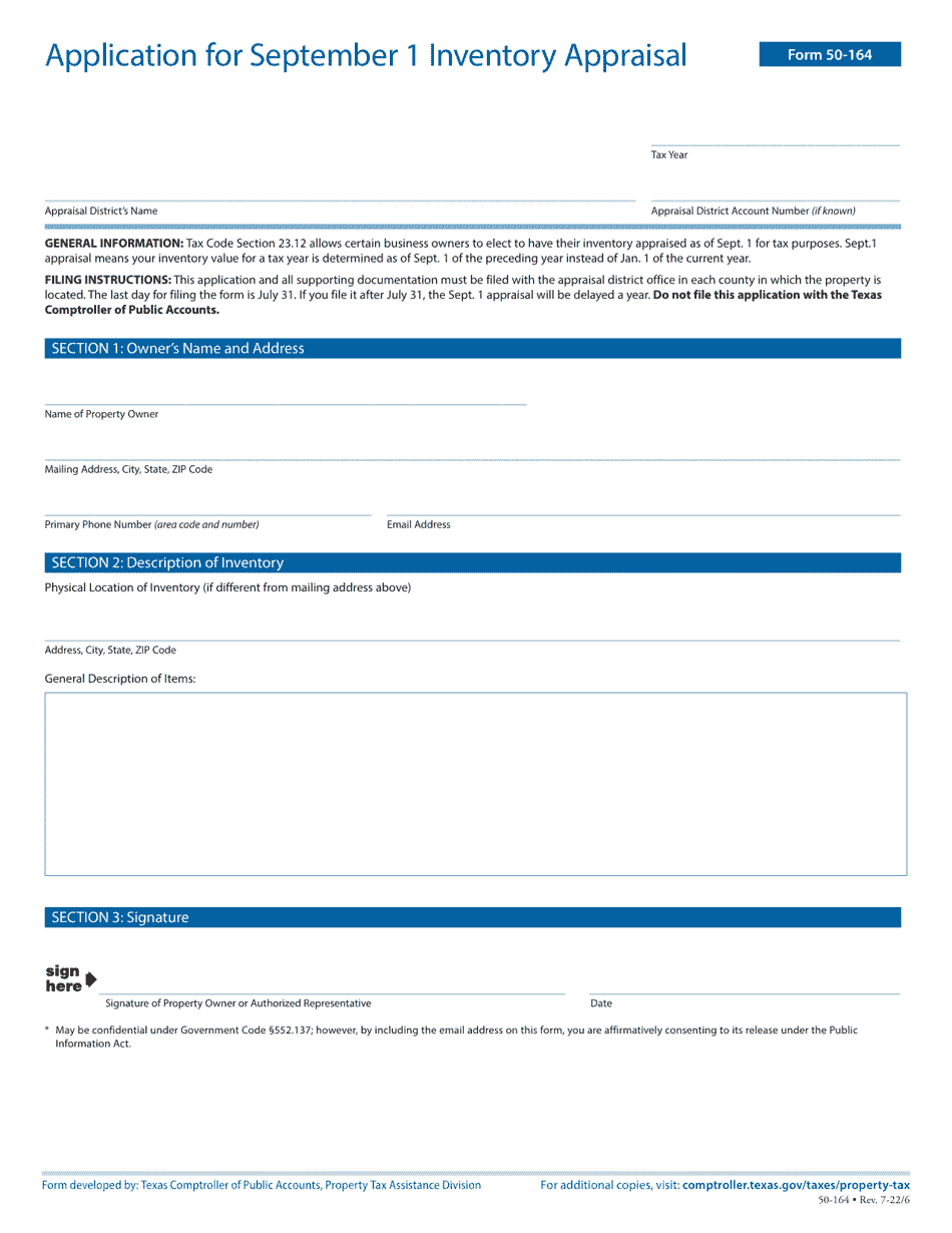 Form 50-164 Download Fillable PDF or Fill Online Application for ...