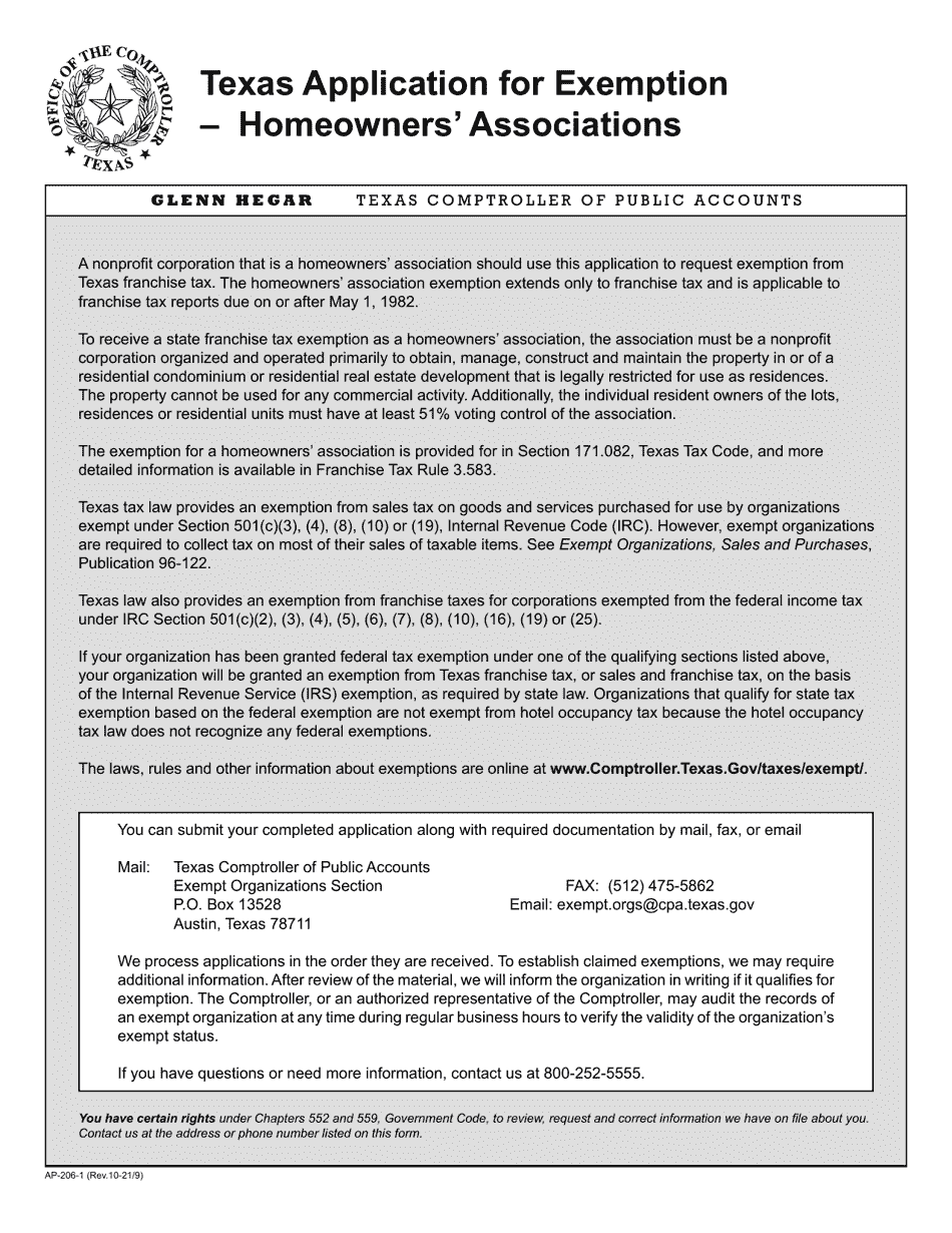 Form AP-206-1 - Fill Out, Sign Online and Download Fillable PDF, Texas ...