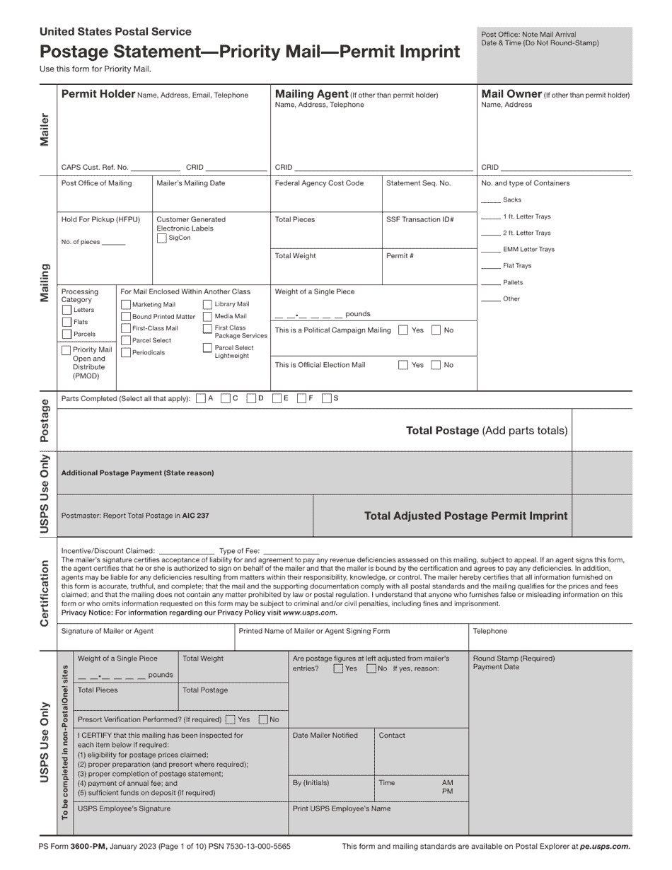 PS Form 3600-PM - Fill Out, Sign Online and Download Printable PDF ...