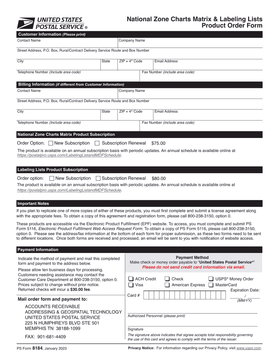 PS Form 8184 - Fill Out, Sign Online and Download Printable PDF ...