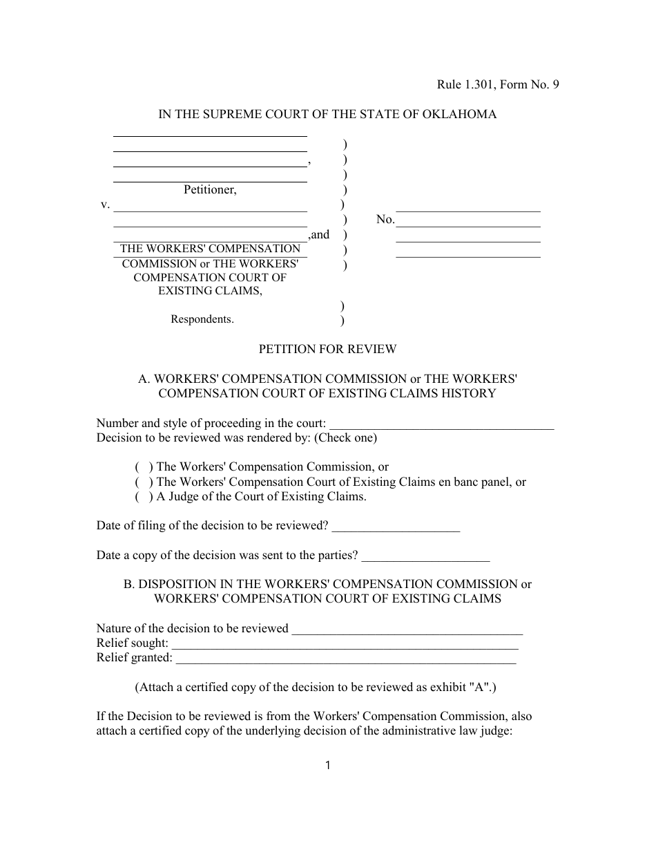 Form 9 - Fill Out, Sign Online and Download Printable PDF, Oklahoma | Templateroller