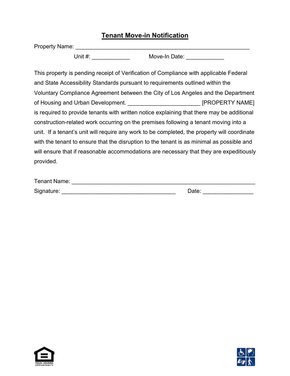 City of Los Angeles, California Tenant Move-In Notification - Fill Out ...