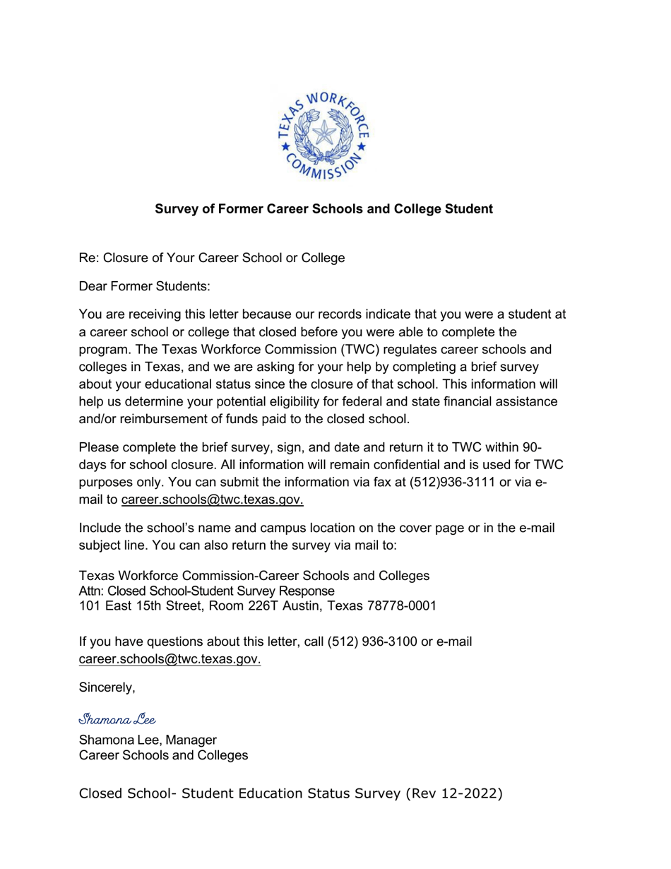 Texas Student Education Status Survey - Fill Out, Sign Online and ...