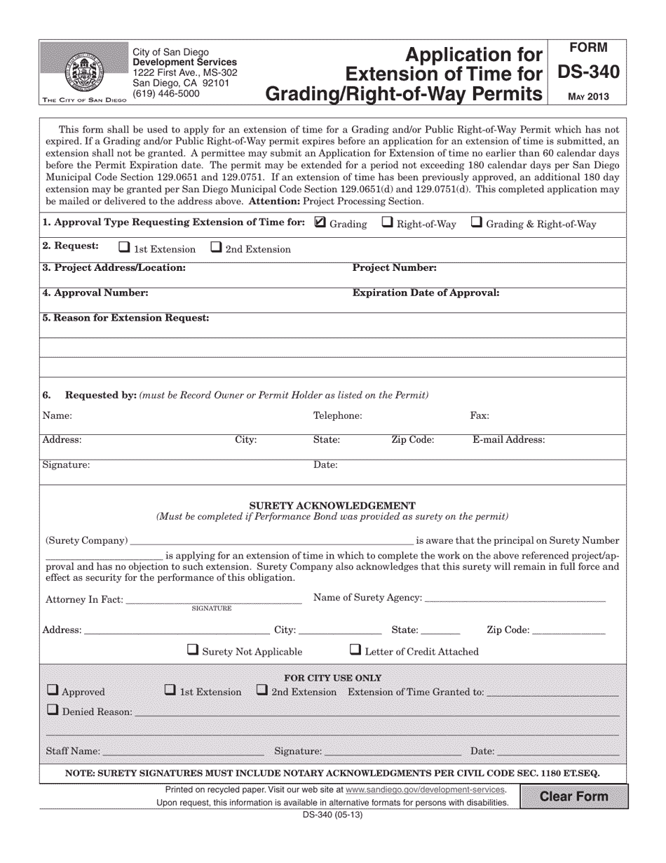 Form DS-340 - Fill Out, Sign Online and Download Fillable PDF, City of ...