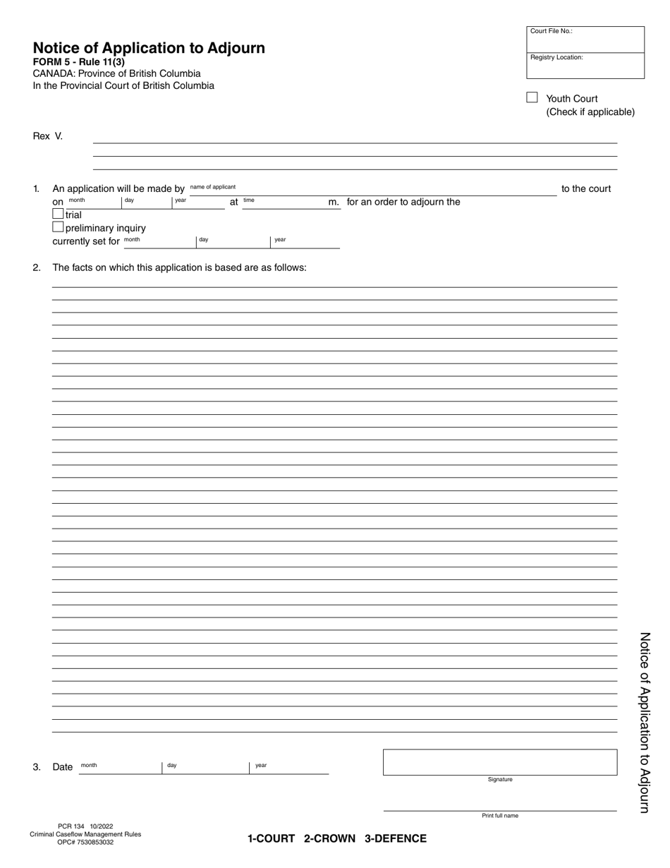 Form 5 (PCR134) Download Fillable PDF or Fill Online Notice of ...
