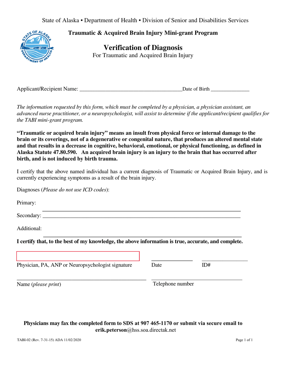 Form TABI-02 - Fill Out, Sign Online and Download Fillable PDF, Alaska ...