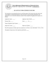 Texas Supplementary Experience Record - Fill Out, Sign Online and ...
