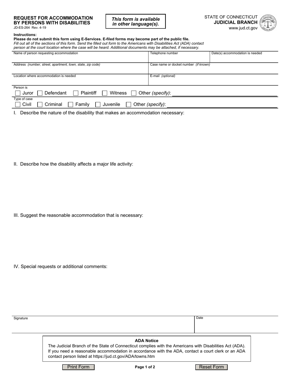 Form JD-ES-264 - Fill Out, Sign Online and Download Fillable PDF ...