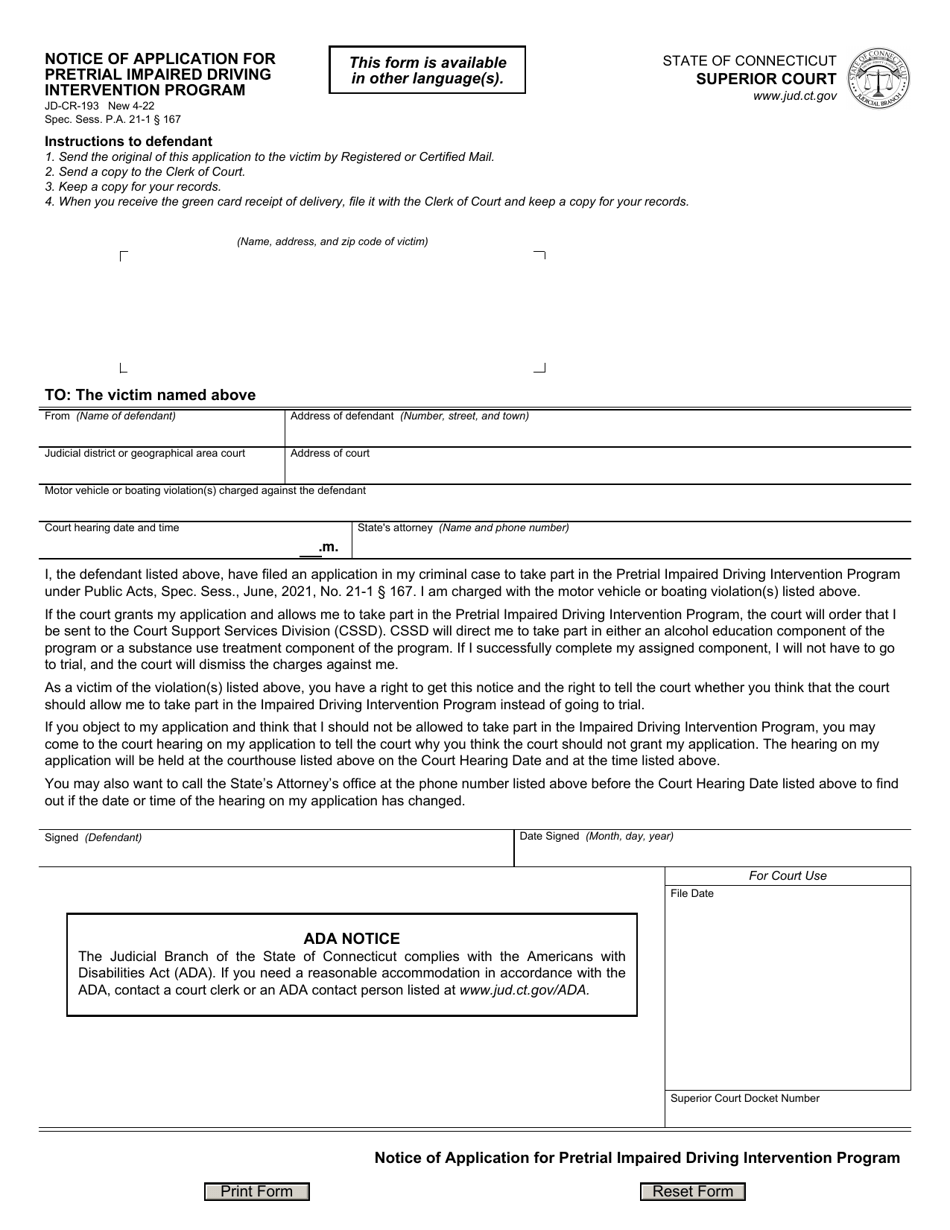 Form JD-CR-193 - Fill Out, Sign Online and Download Fillable PDF ...