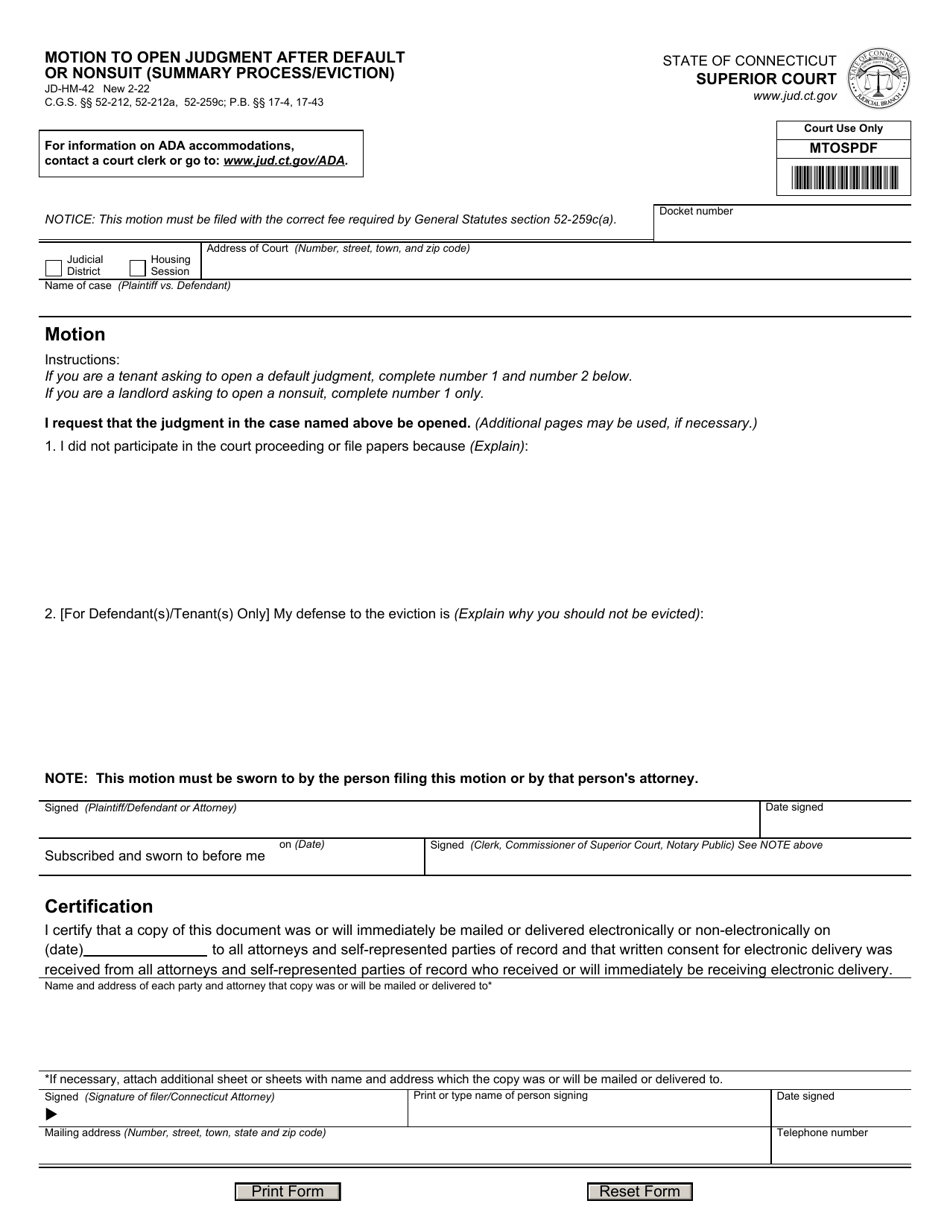Form JD-HM-42 - Fill Out, Sign Online and Download Fillable PDF ...