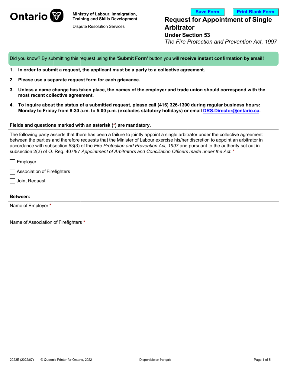 Form 2023E - Fill Out, Sign Online and Download Fillable PDF, Ontario ...