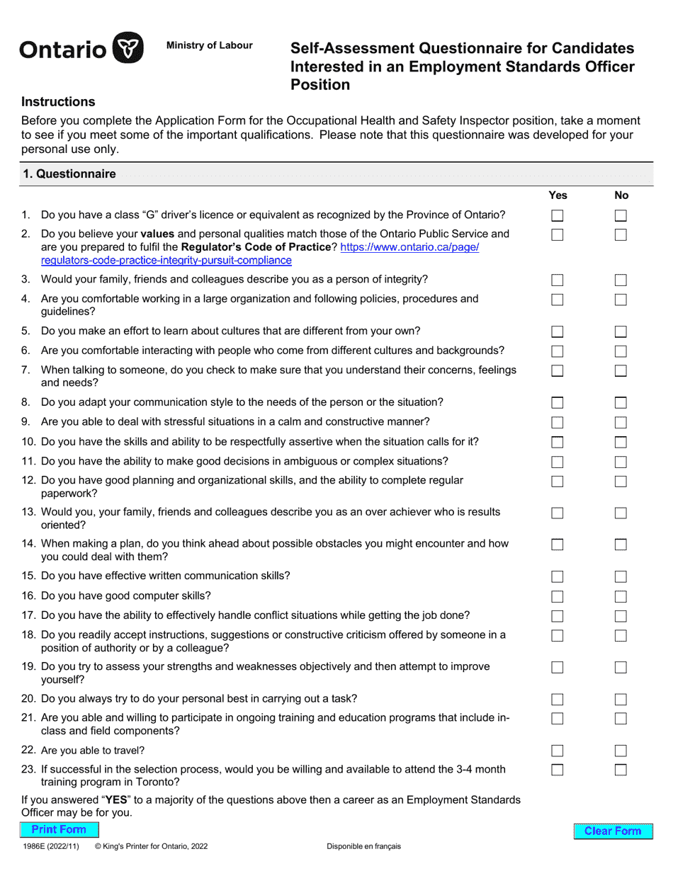 Form 1986E - Fill Out, Sign Online and Download Fillable PDF, Ontario Canada | Templateroller