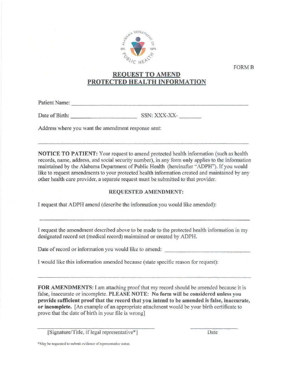 Form B - Fill Out, Sign Online and Download Printable PDF, Alabama | Templateroller