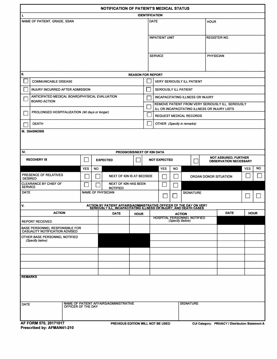 AF Form 570 - Fill Out, Sign Online and Download Fillable PDF ...
