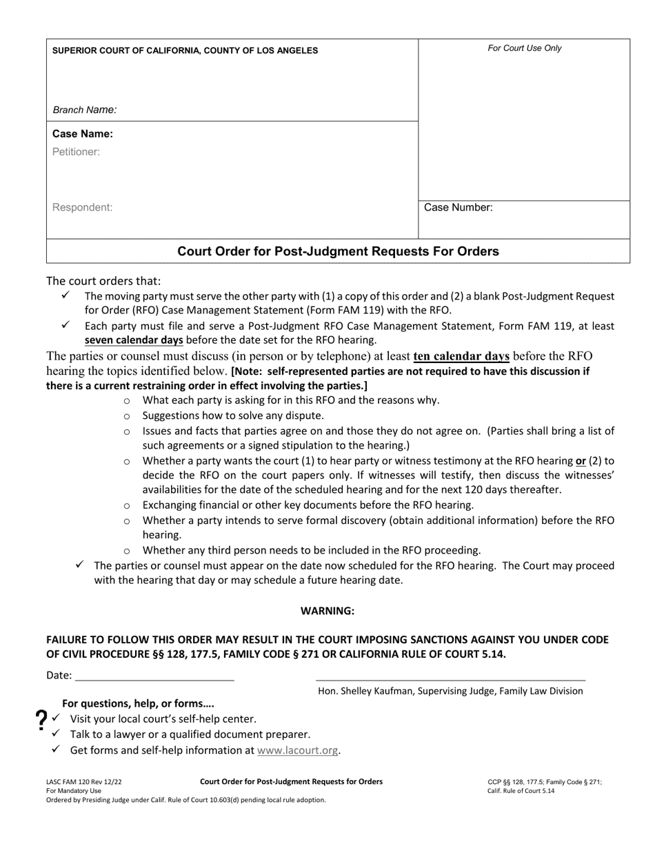 Form FAM120 - Fill Out, Sign Online and Download Fillable PDF, County ...