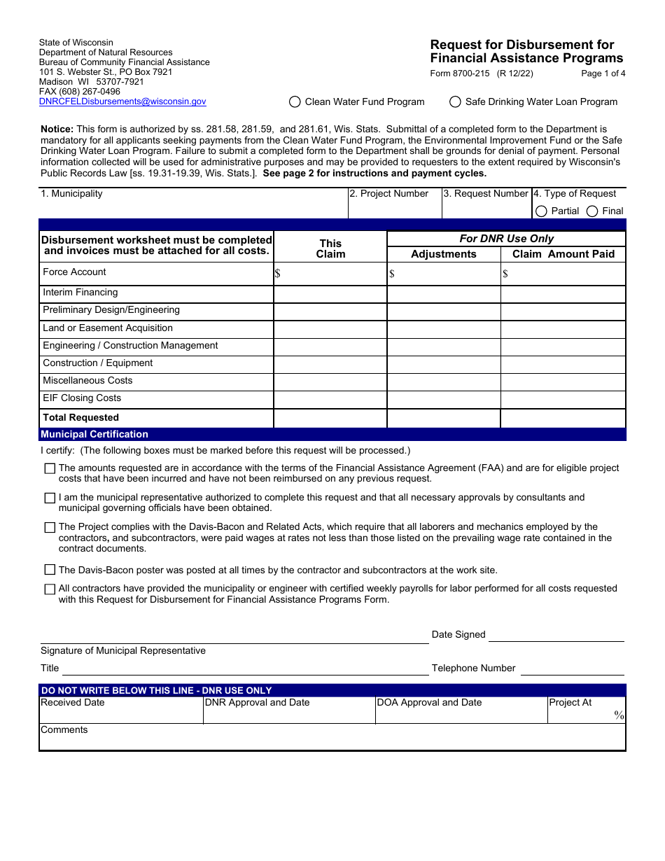 Form 8700-215 Download Fillable PDF or Fill Online Request for ...