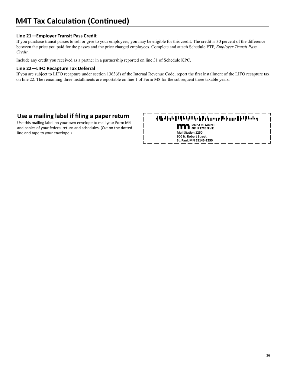 Download Instructions for Form M4, M4I, M4A, M4T PDF, 2022 | Templateroller