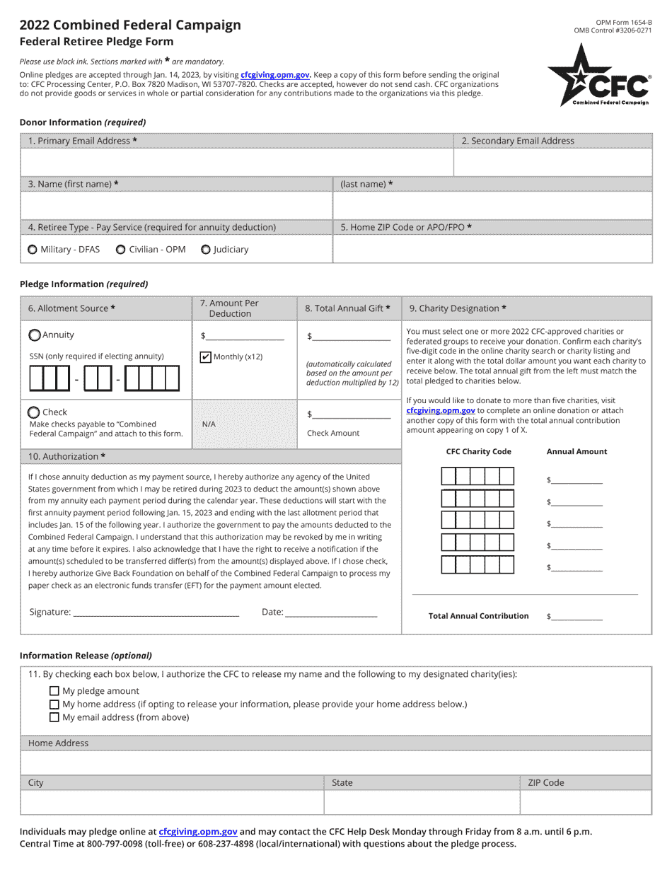 OPM Form 1654-B Download Fillable PDF or Fill Online Federal Retiree ...