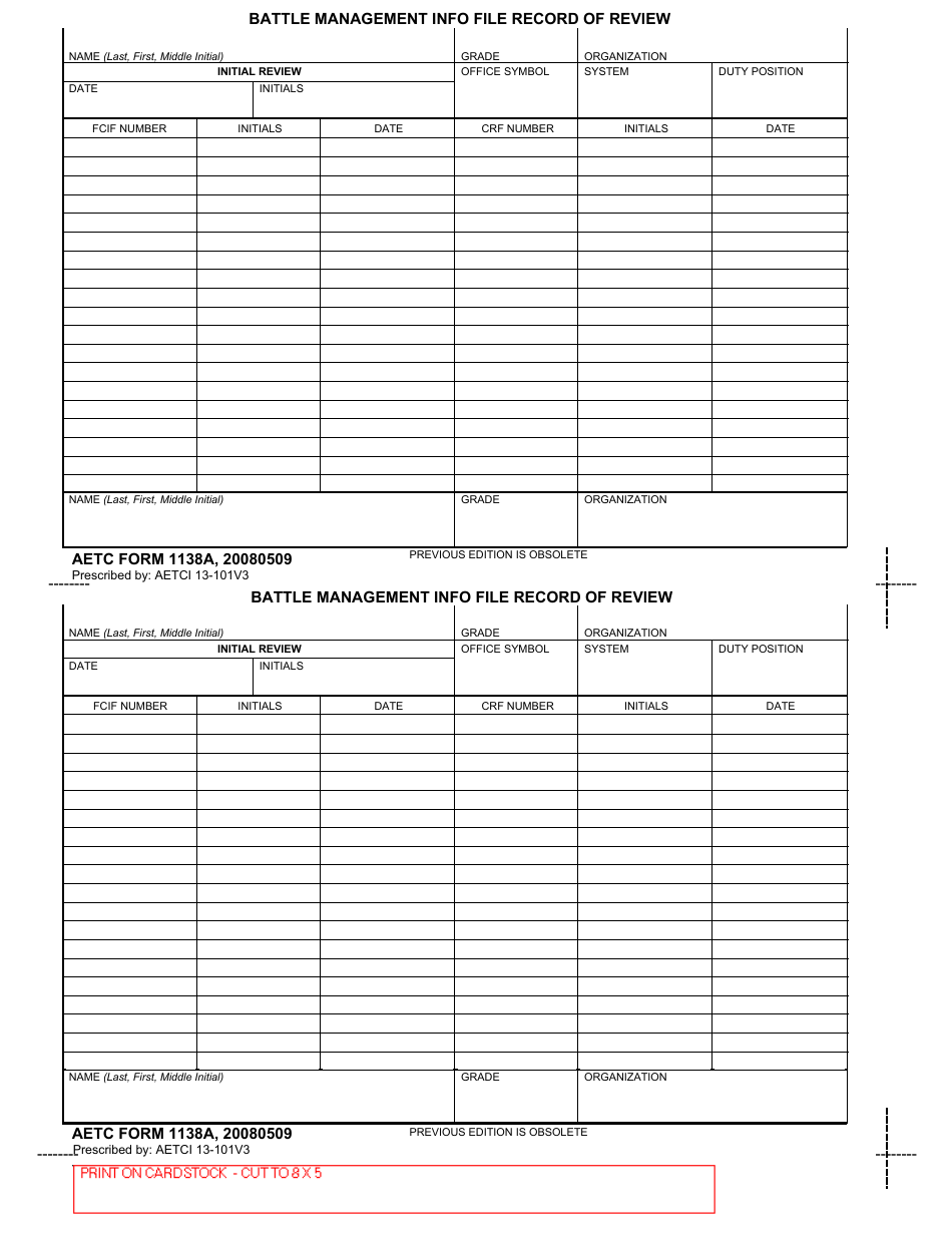 AETC Form 1138A - Fill Out, Sign Online and Download Fillable PDF ...
