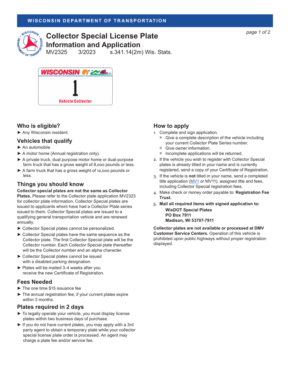 Form MV2325 - Fill Out, Sign Online and Download Fillable PDF ...