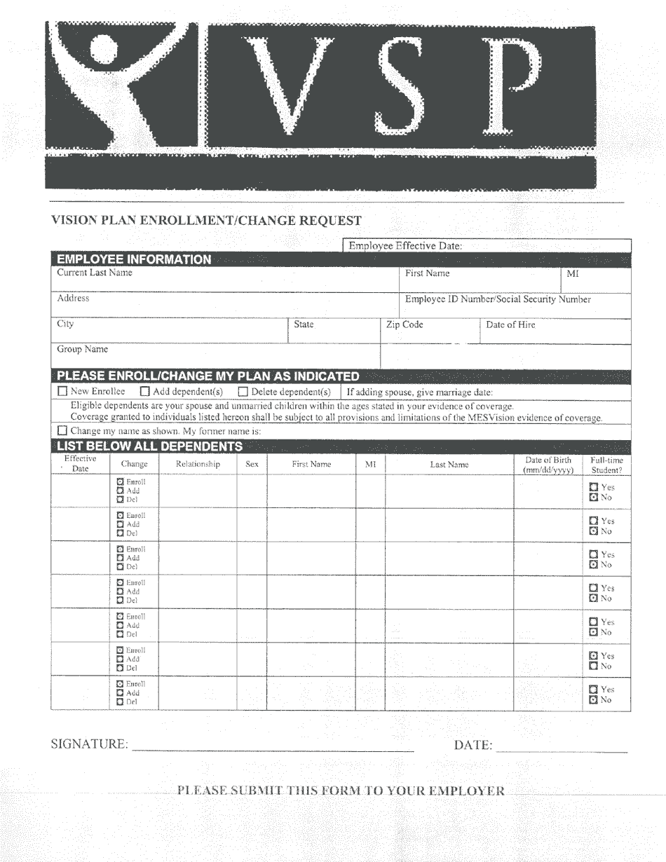 Tuolumne County, California Vision Plan Enrollment/Change Request ...