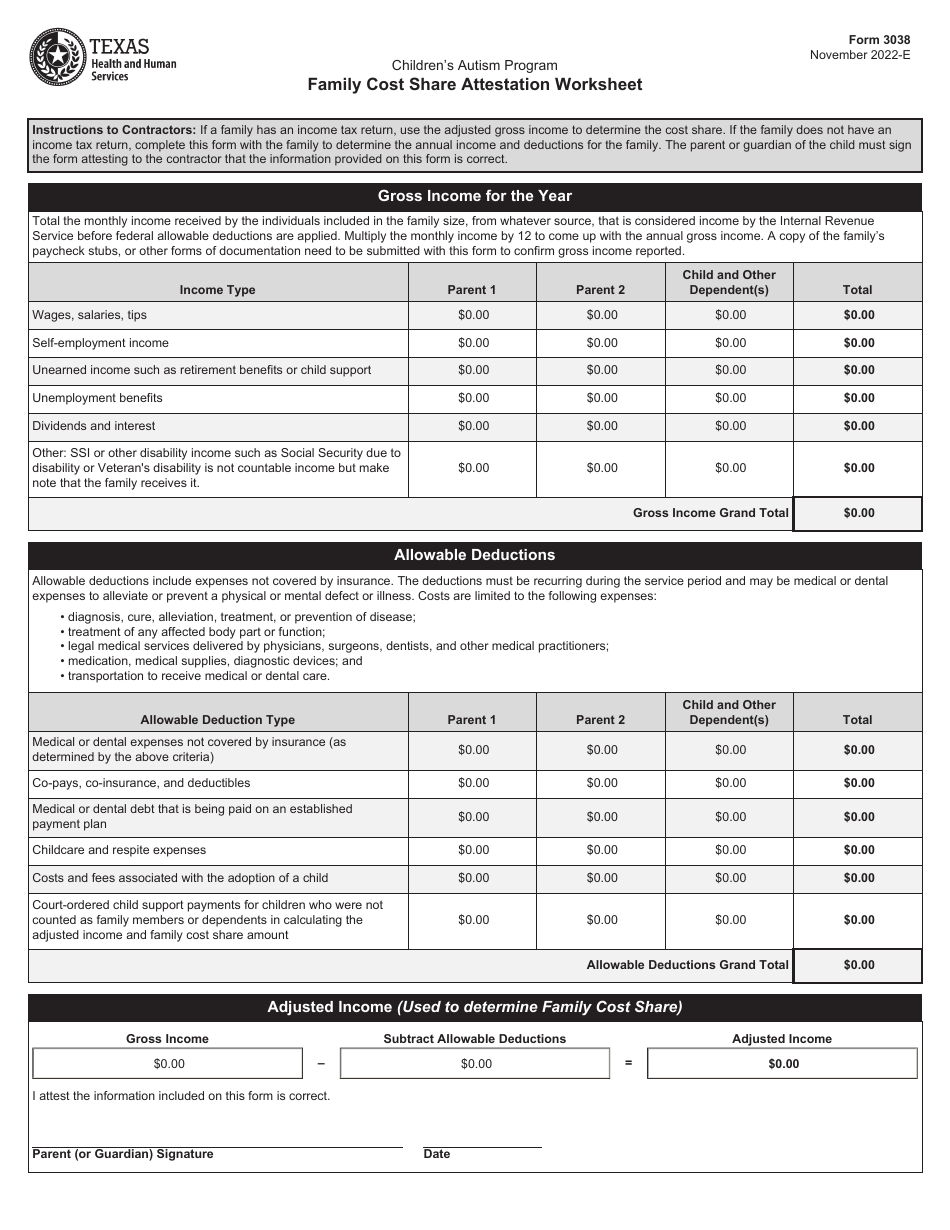 Form 3038 - Fill Out, Sign Online and Download Fillable PDF, Texas ...