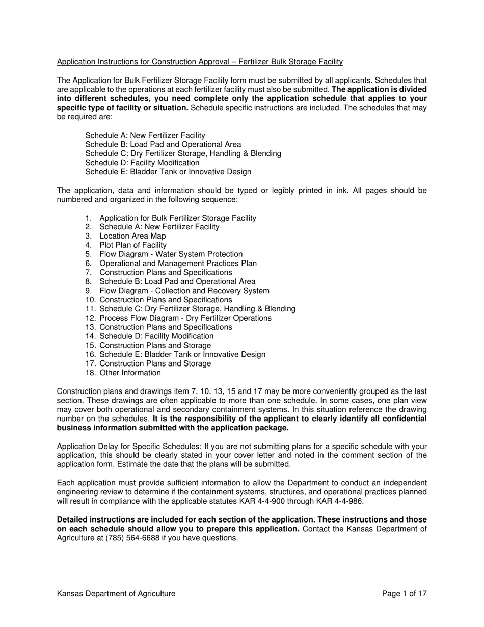 Kansas Application For Bulk Fertilizer Storage Facility Fill Out