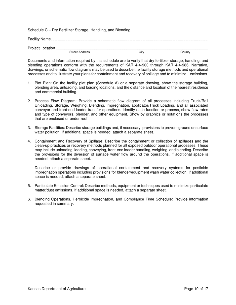 Kansas Application For Bulk Fertilizer Storage Facility Fill Out