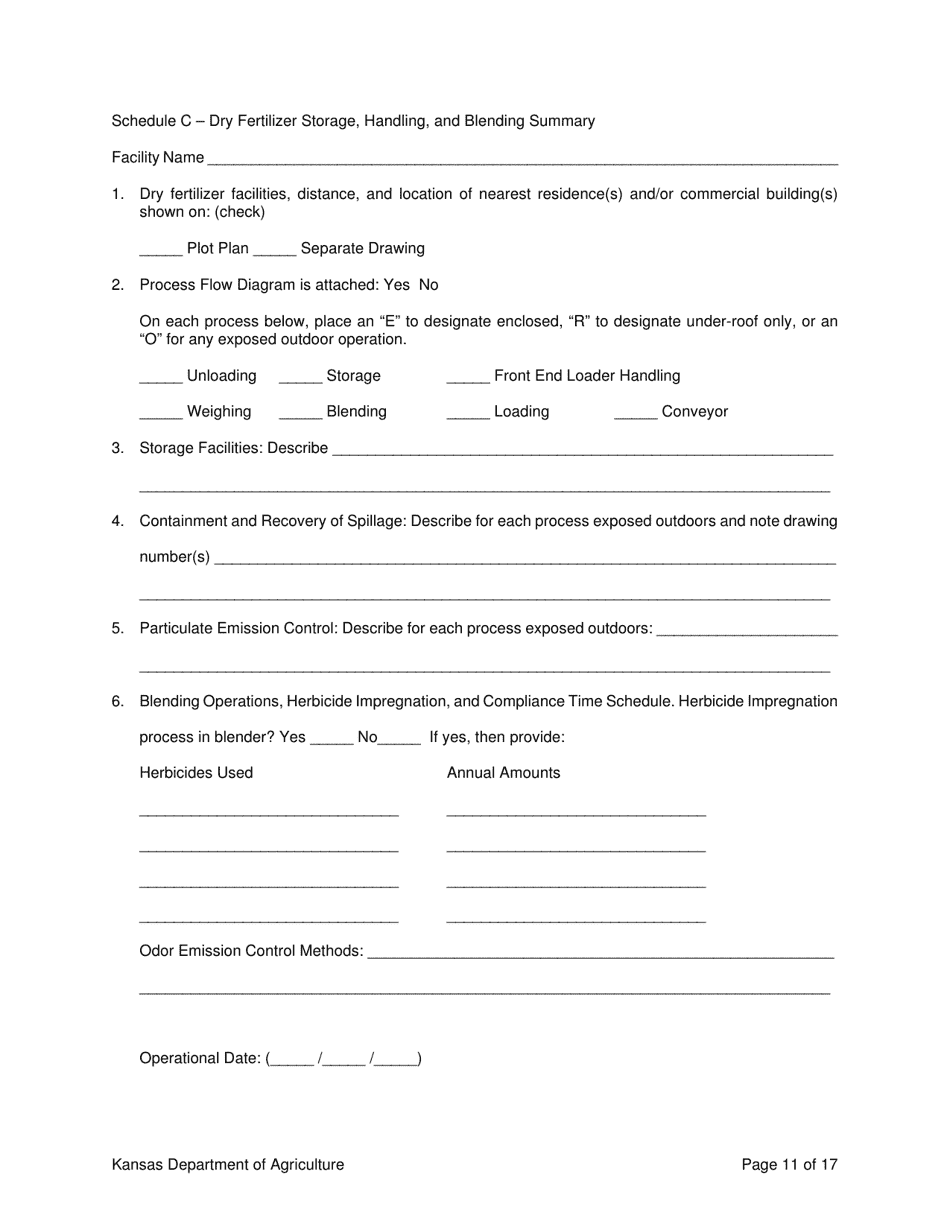 Kansas Application For Bulk Fertilizer Storage Facility Fill Out