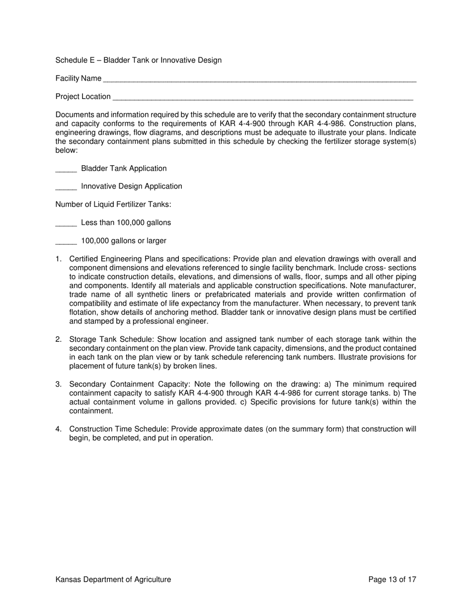 Kansas Application For Bulk Fertilizer Storage Facility Fill Out