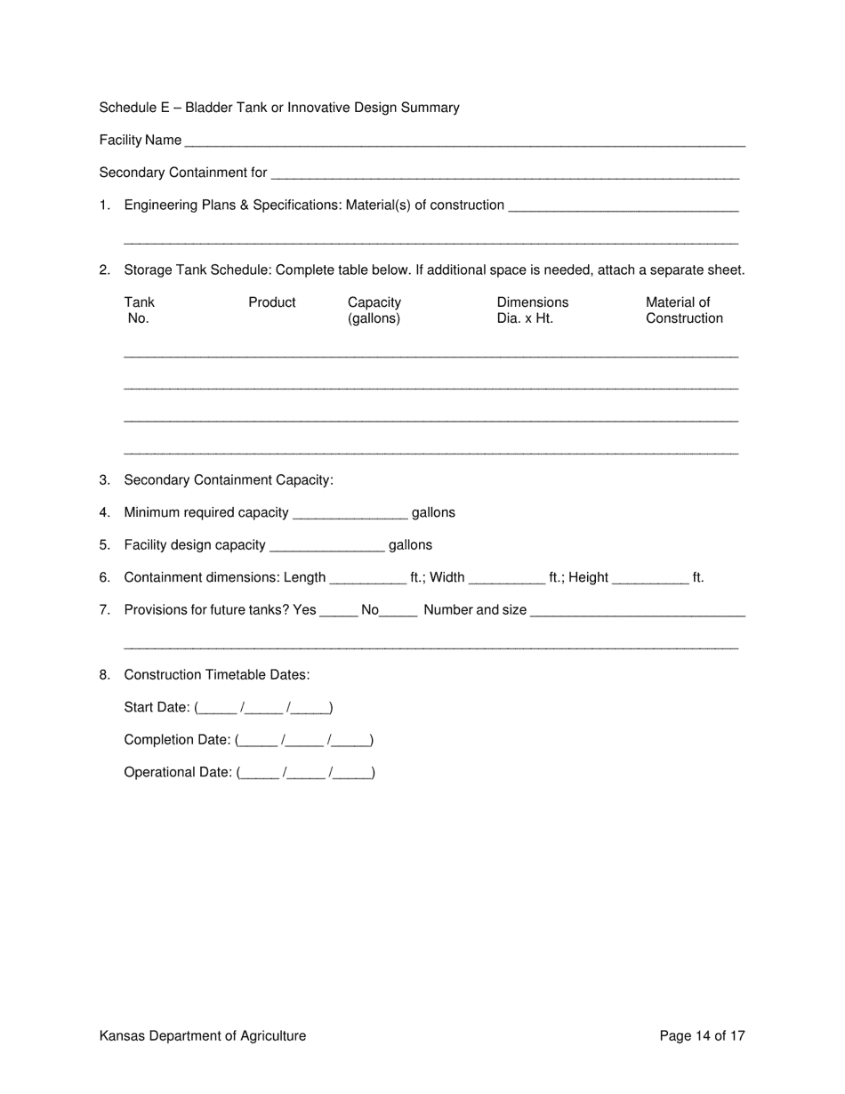 Kansas Application For Bulk Fertilizer Storage Facility Fill Out