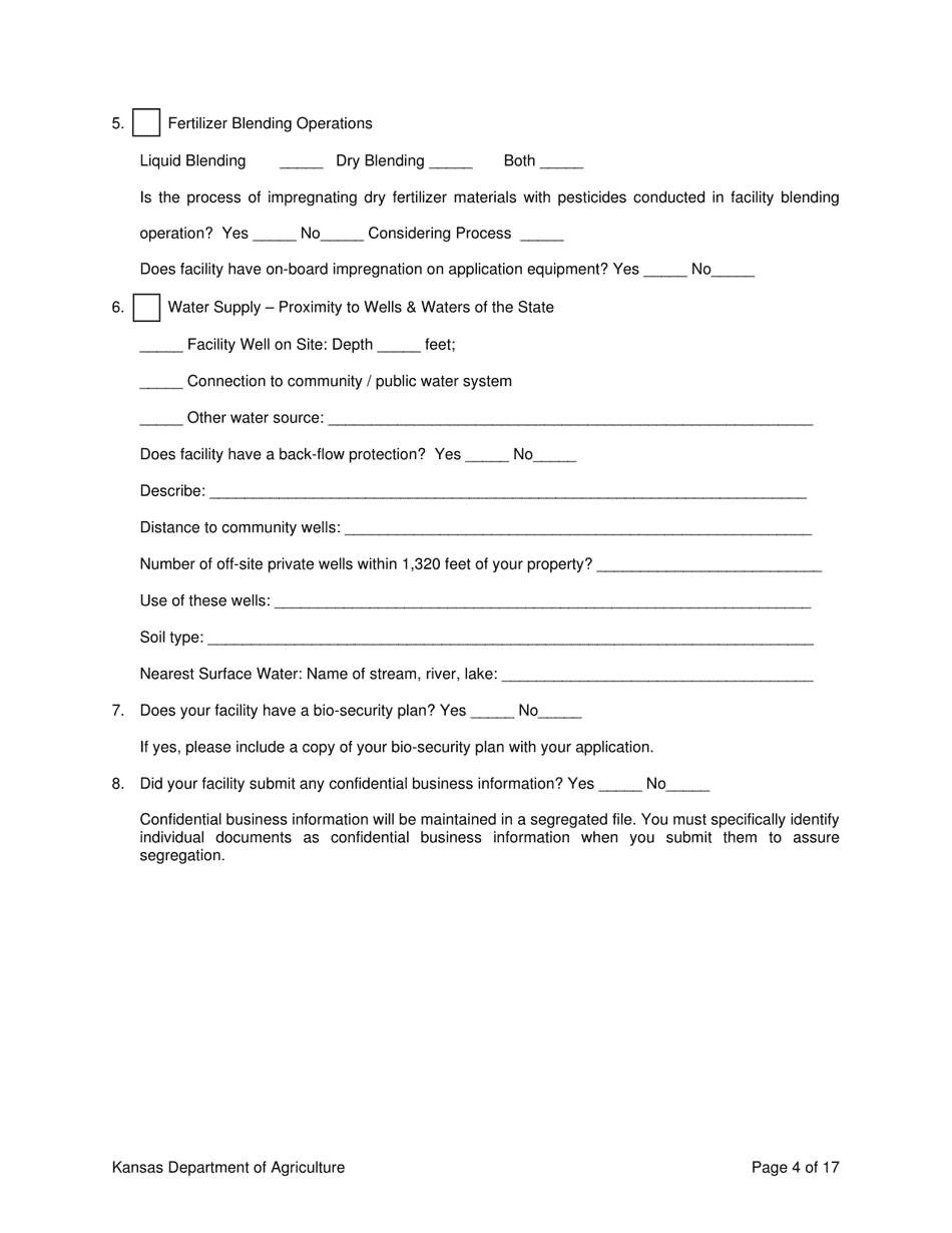 Kansas Application For Bulk Fertilizer Storage Facility Fill Out