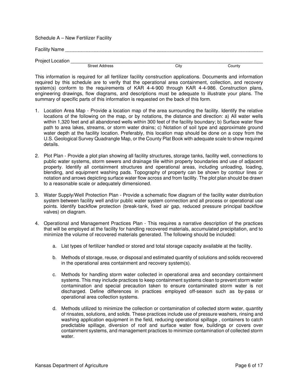 Kansas Application For Bulk Fertilizer Storage Facility Fill Out
