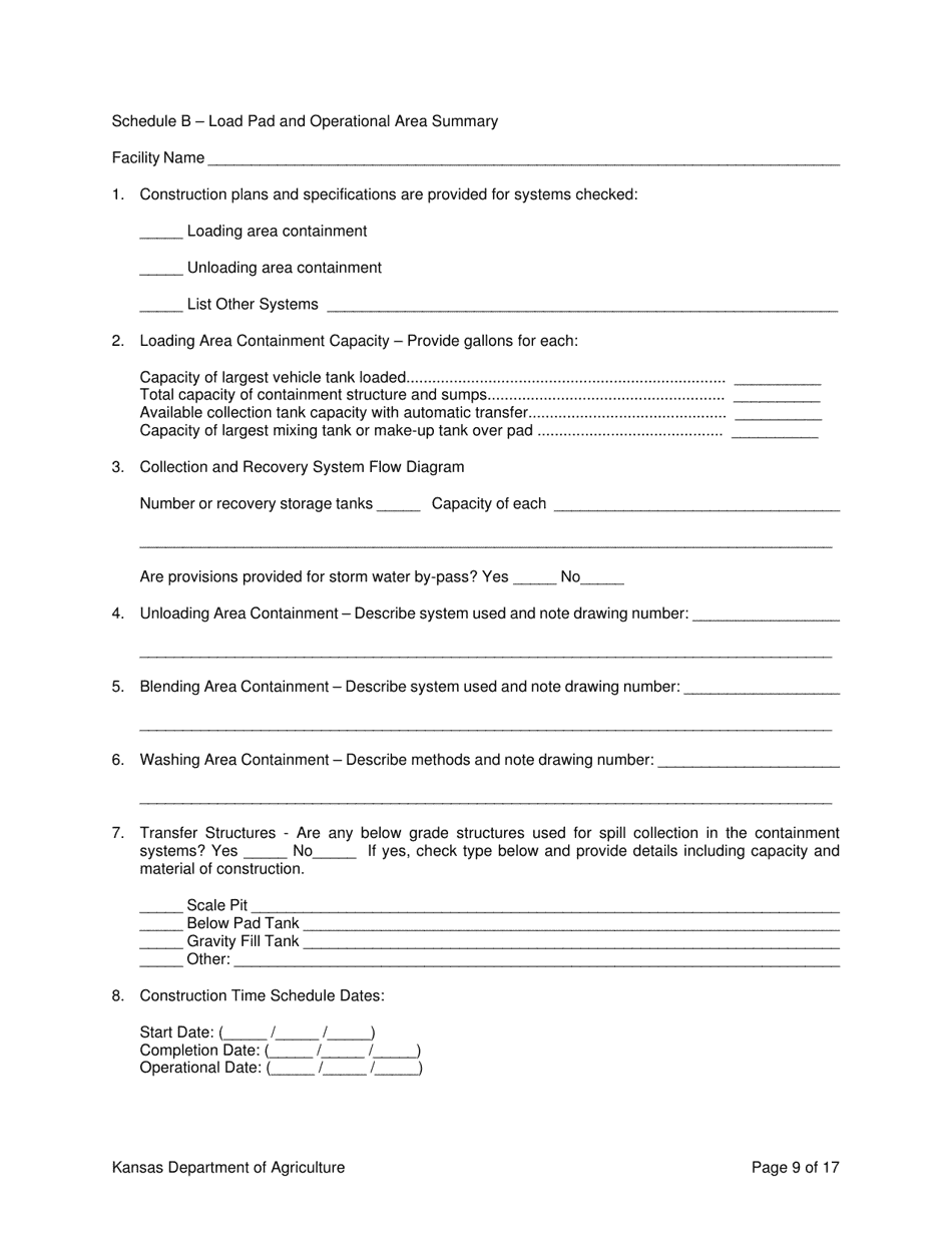 Kansas Application For Bulk Fertilizer Storage Facility Fill Out