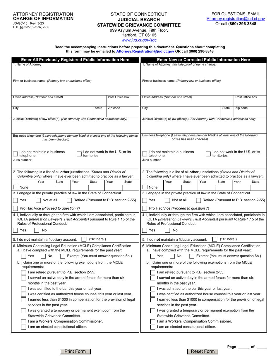 Form JD-GC-10 Download Fillable PDF or Fill Online Attorney ...
