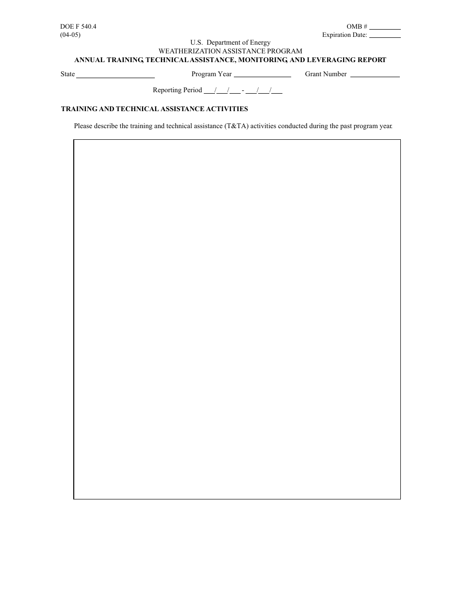DOE Form 540.4 - Fill Out, Sign Online and Download Fillable PDF ...