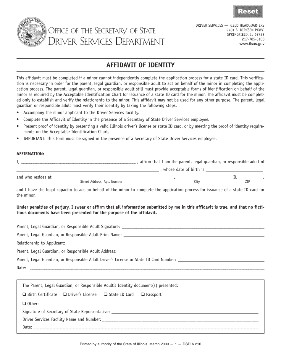 Form DSD A210 - Fill Out, Sign Online and Download Fillable PDF ...