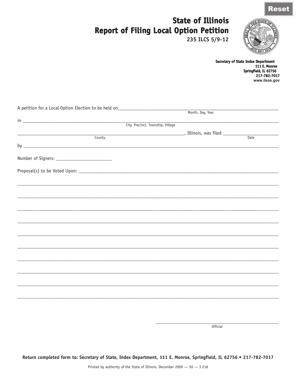 Form I218 - Fill Out, Sign Online and Download Fillable PDF, Illinois ...