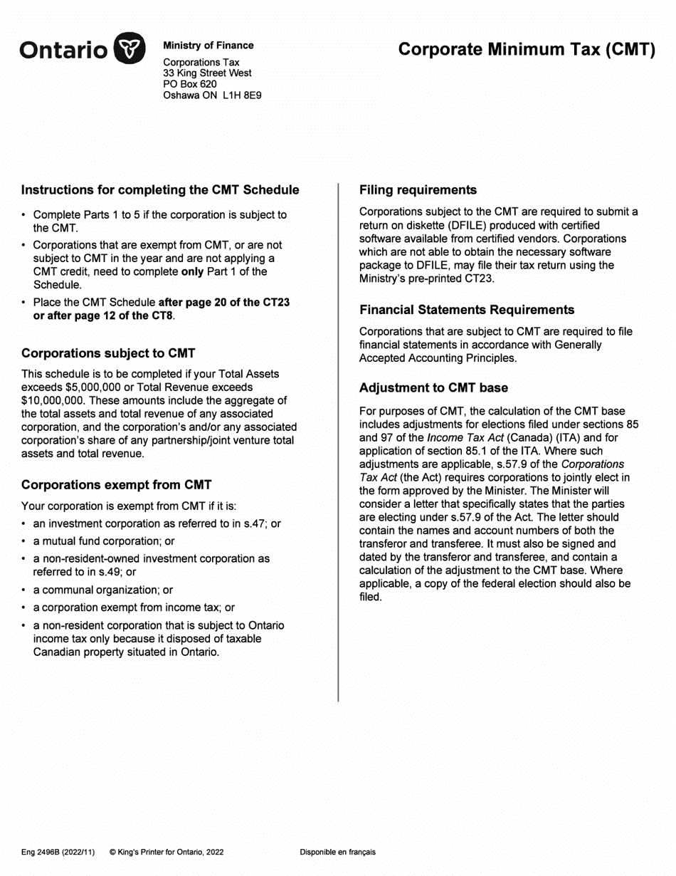 Form 2496B Schedule 101 - Fill Out, Sign Online and Download Printable PDF, Ontario Canada ...