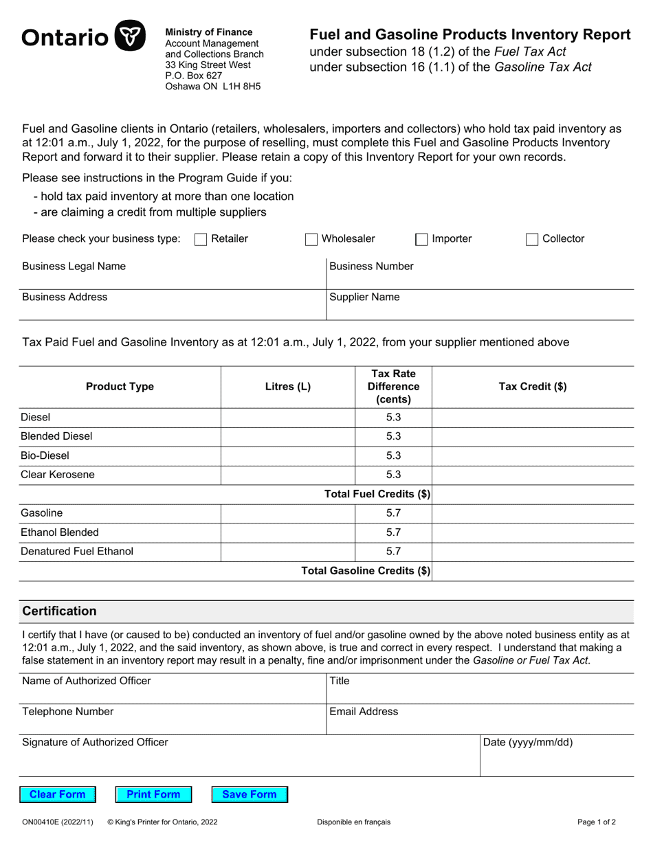 Form ON00410E - Fill Out, Sign Online and Download Fillable PDF ...