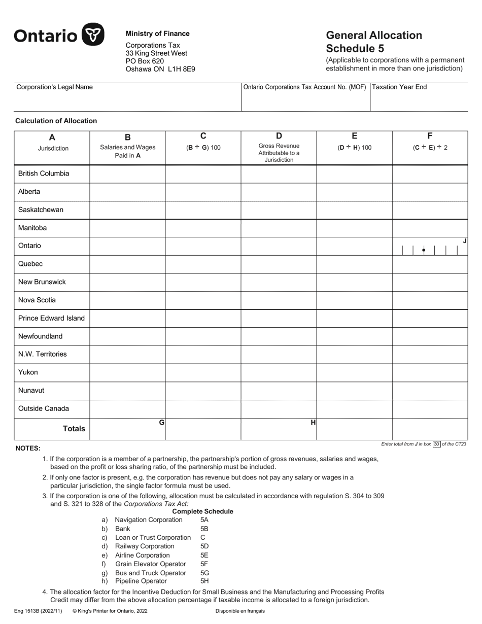 Form 1513B Schedule 5 - Fill Out, Sign Online and Download Printable ...