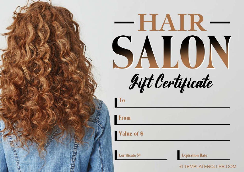 Hair Salon Gift Certificate - Curly Hair Download Printable PDF ...