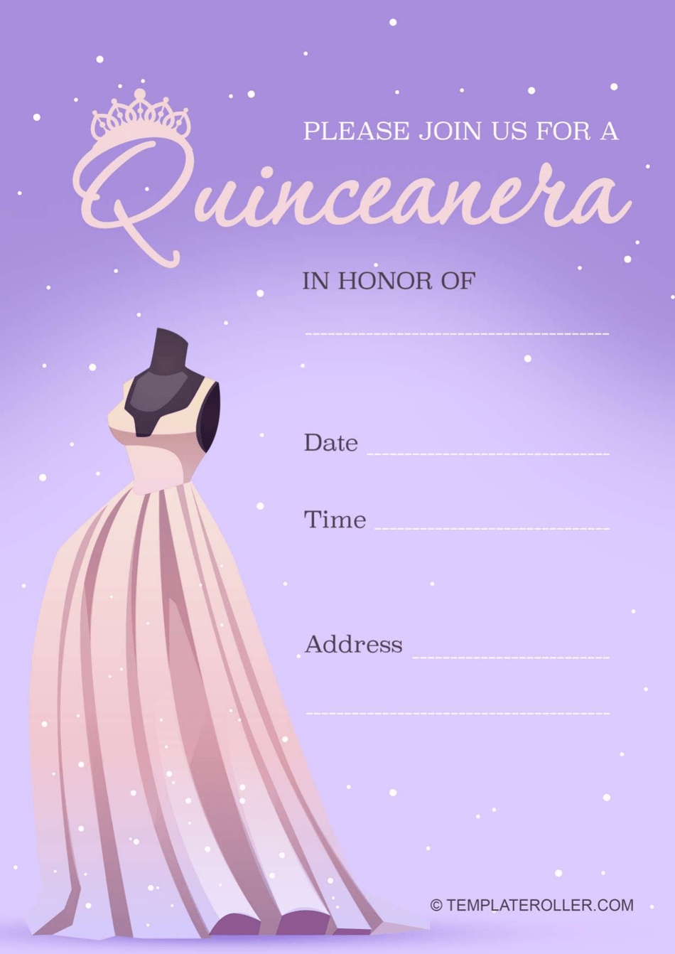 Quinceanera Invitation Template - Violet Download Printable PDF ...