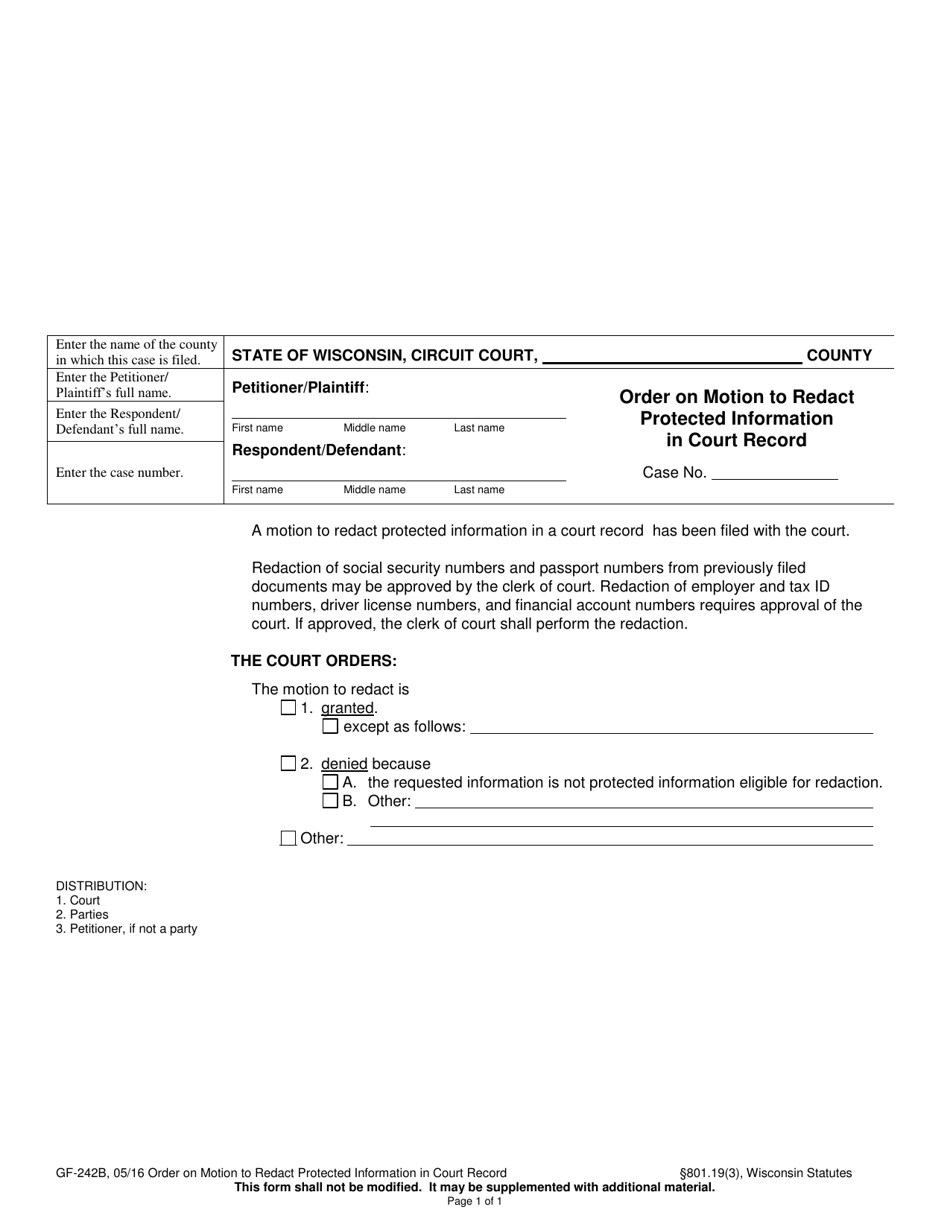 Form GF-242B - Fill Out, Sign Online and Download Printable PDF ...