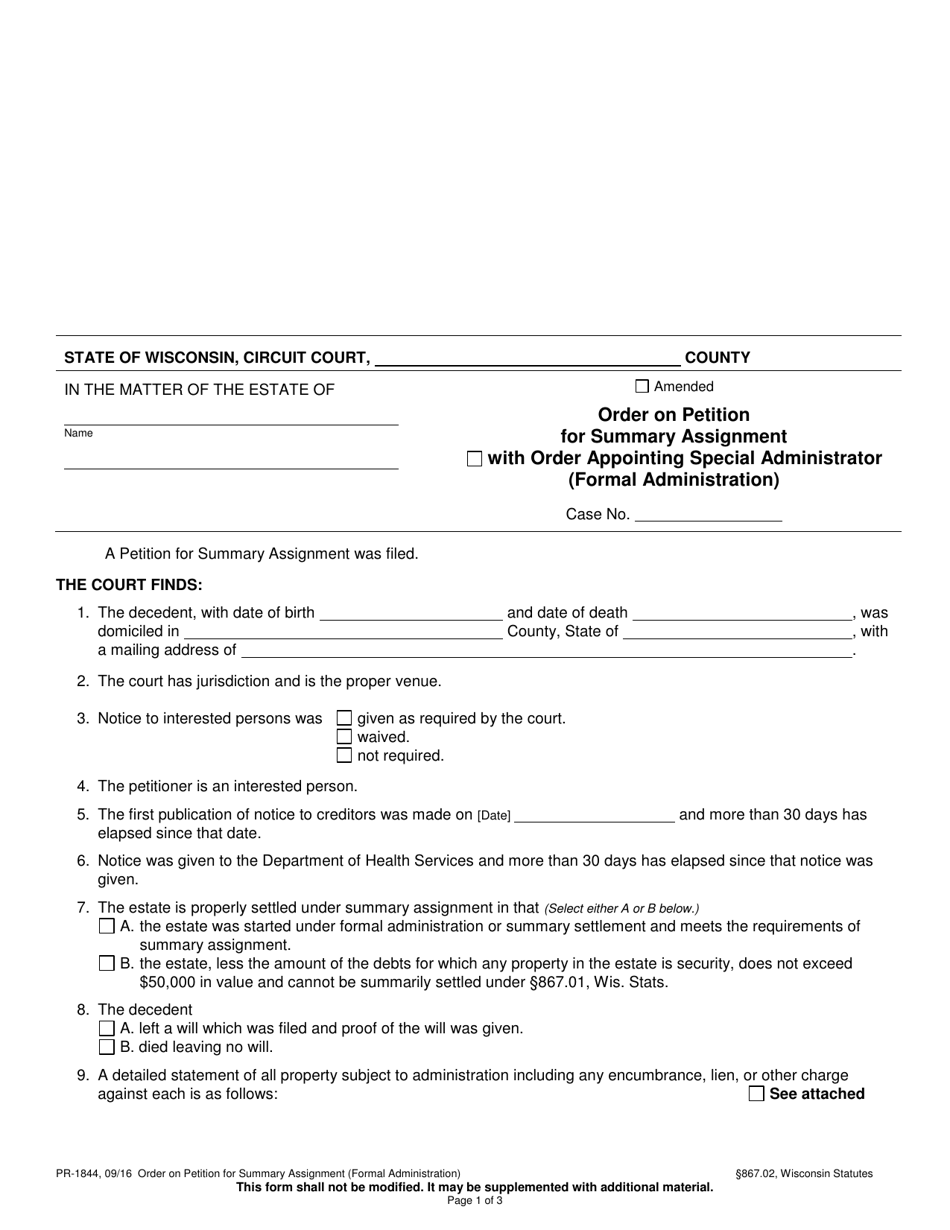 Form PR-1844 - Fill Out, Sign Online and Download Printable PDF ...