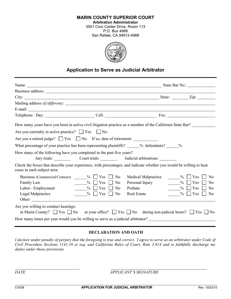 Form CV058 - Fill Out, Sign Online and Download Printable PDF, County ...
