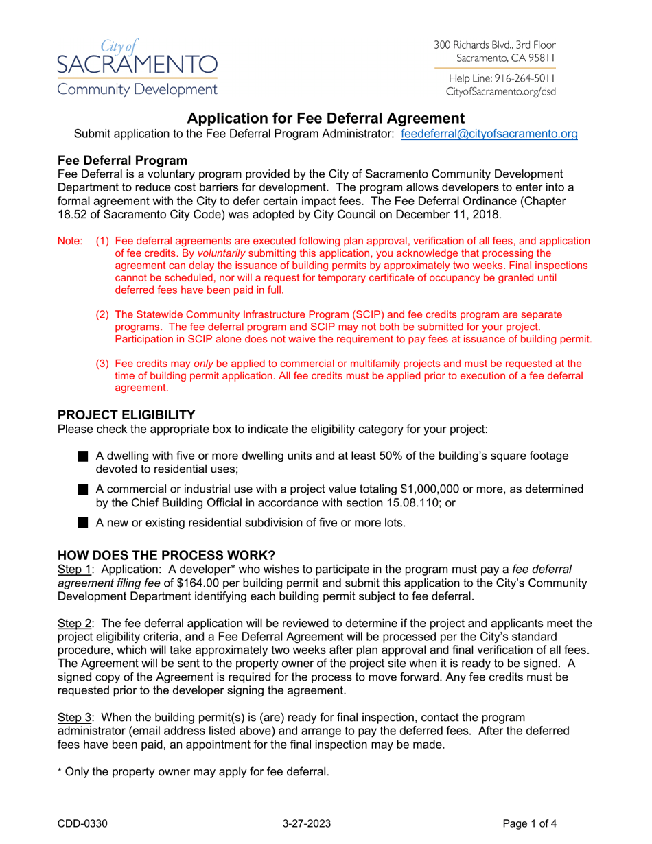 Form CDD-0330 - Fill Out, Sign Online and Download Fillable PDF, City ...
