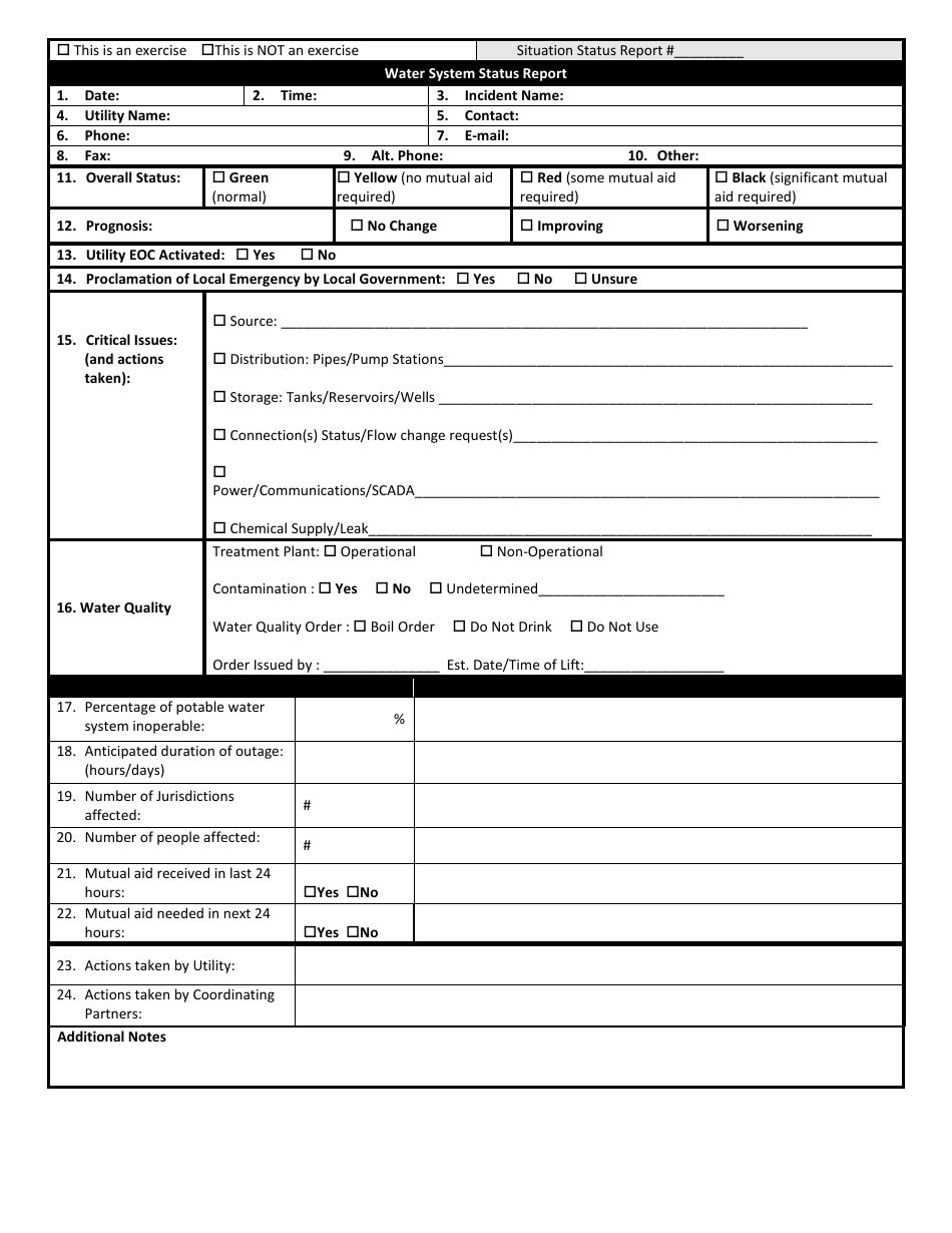 Water System Status Report - Fill Out, Sign Online and Download PDF ...