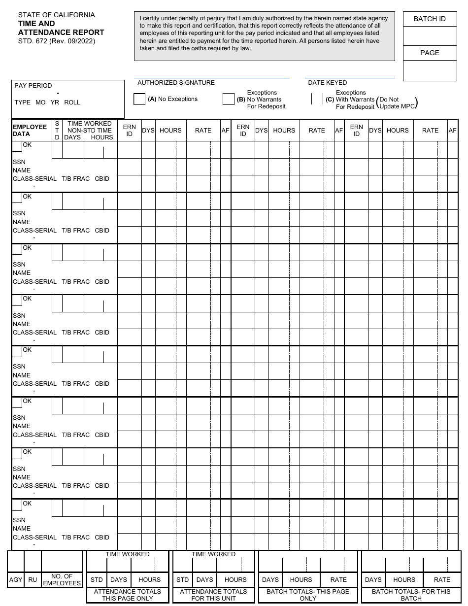 Form STD.672 - Fill Out, Sign Online and Download Fillable PDF ...