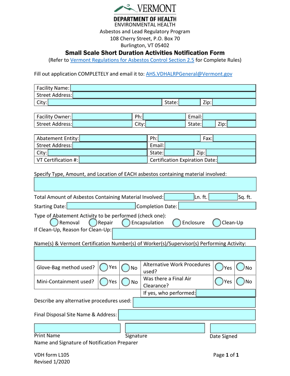 VDH Form L105 - Fill Out, Sign Online and Download Fillable PDF ...